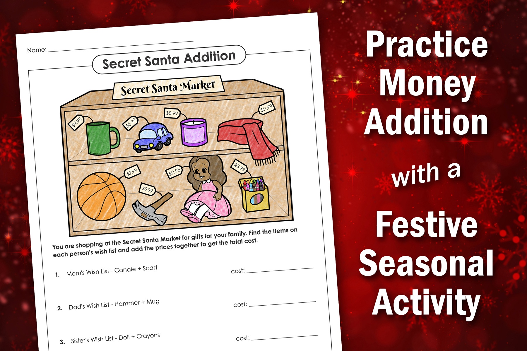 Practice Adding Money with a Holiday Shopping Activity