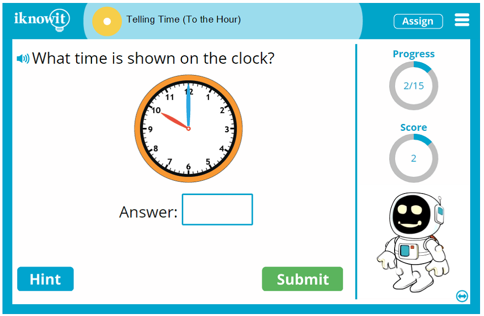 Telling Time To The Nearest Hour Interactive Math Game 