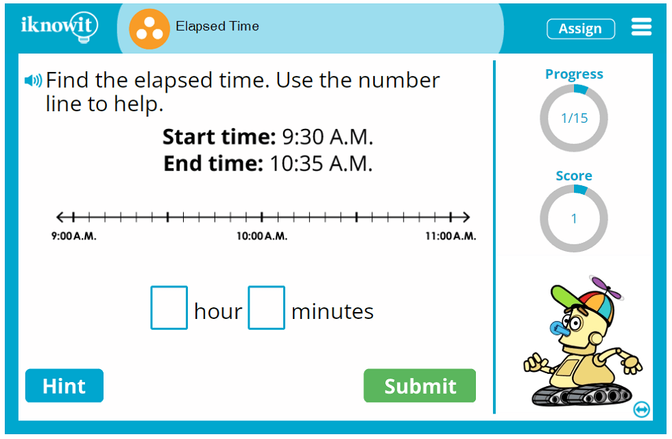 Interactive Math Lesson Elapsed Time