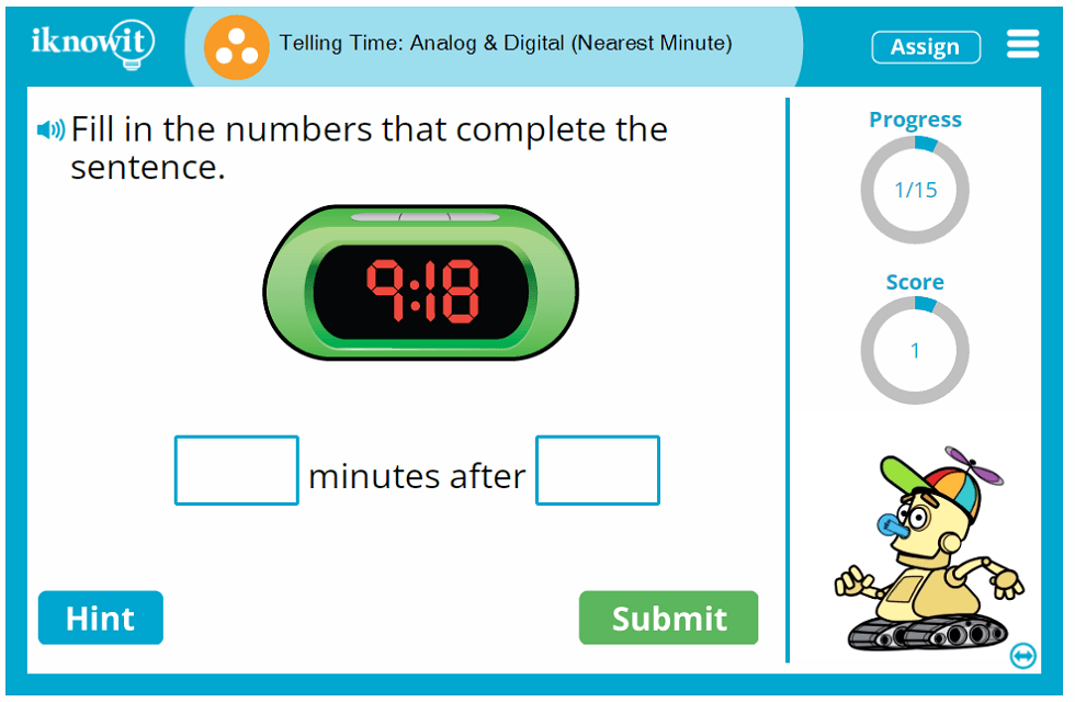Interactive Math Lesson | Telling Time: Analog & Digital (Nearest Minute)