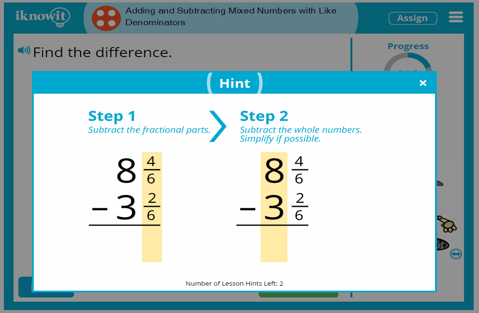Interactive Math Lesson Adding And Subtracting Mixed Numbers With