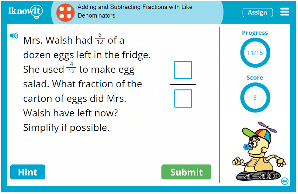 Interactive Math Lesson Adding And Subtracting Fractions With Like