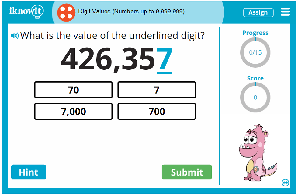 Interactive Math Lesson Digit Values Numbers Up To 9 999 999 