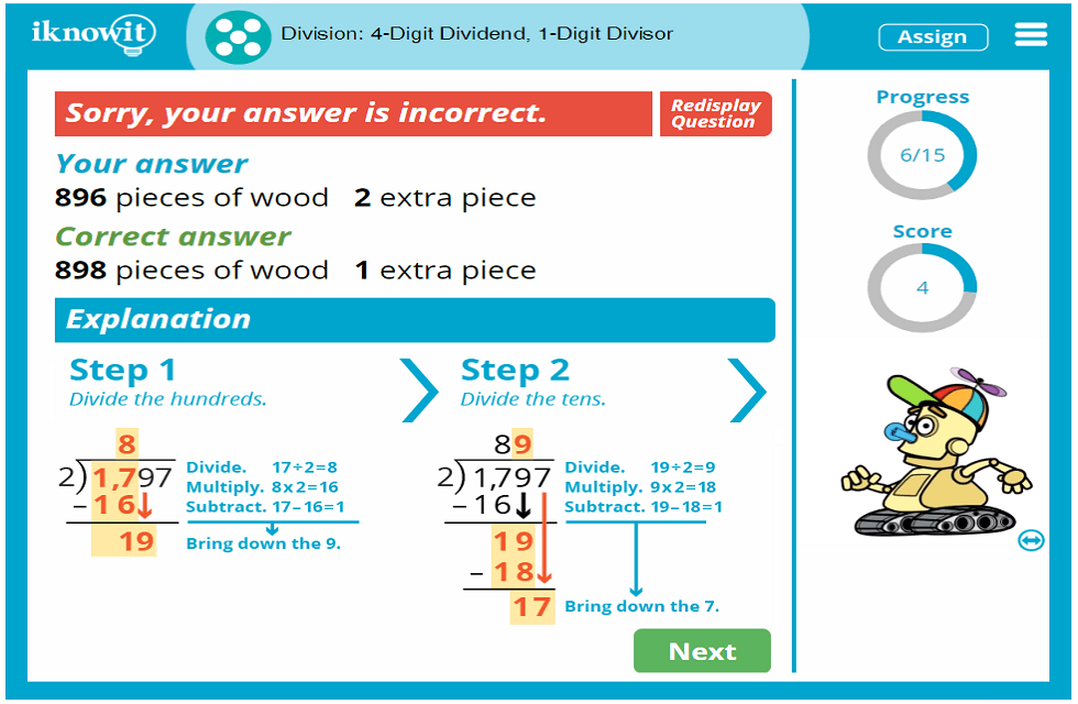 Interactive Math Lesson Division With A 4 Digit Dividend And 1 Digit