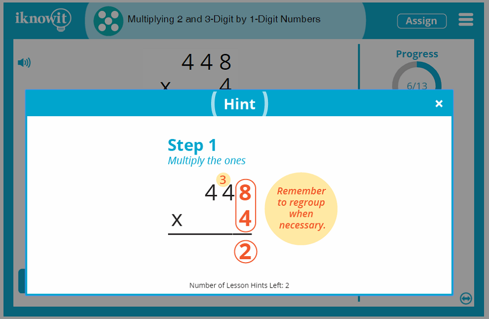 Interactive Math Lesson Multiplying 2 And 3 Digit Numbers By 1 Digit 