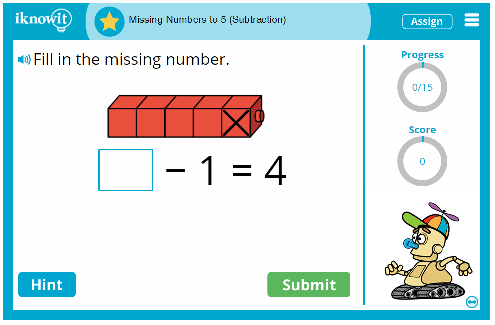 Interactive Math Lesson Missing Numbers To 5 Subtraction 