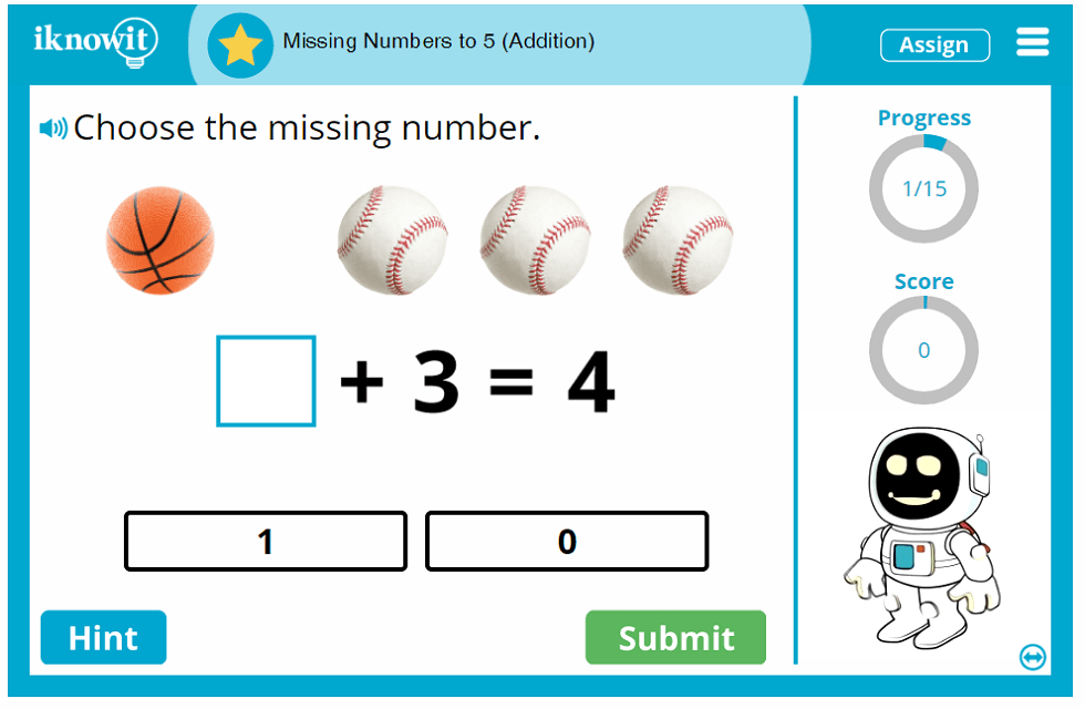 Interactive Math Lesson Addition With Missing Numbers To Five